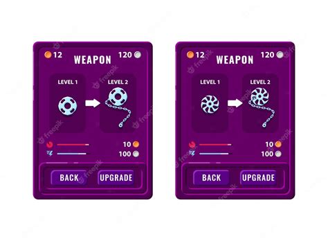 Premium Vector Set Of Gui Board Pop Up Interface Weapon Upgrade For
