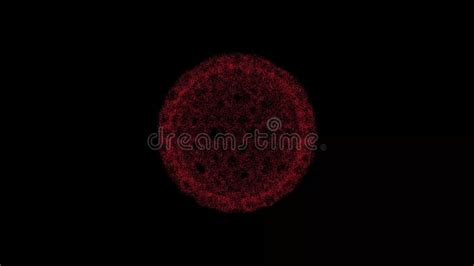 3d Abstract Sphere With Holes On Black Background Object Consisting Of Red Flickering Particles