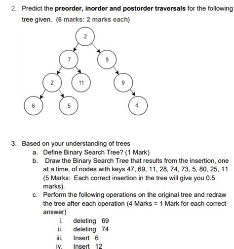 Solved 2 Predict The Preorder Inorder And Postorder