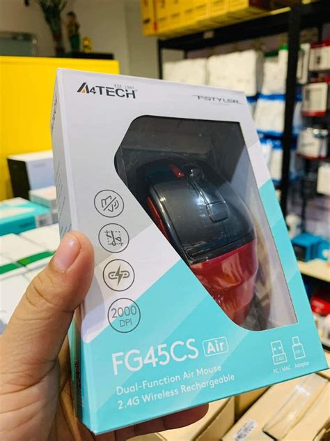 A4Tech FG45CS Air Fstyler Dual Function Air Mouse 2 4G Wireless Rechargeable Sports Red