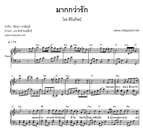 มากกว่ารัก โรส ศิรินทิพย์ โน้ตเปียโน