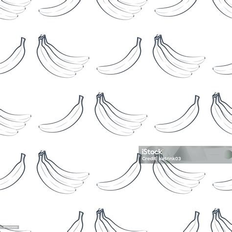 Seamless Pattern Of Outline Bananas Stock Illustration Download Image