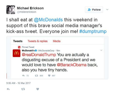 Mcdonalds Tweets To Trump You Are Actually A Disgusting Excuse Of A