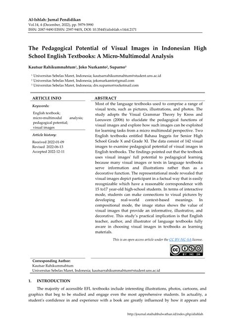 Pdf The Pedagogical Potential Of Visual Images In Indonesian High