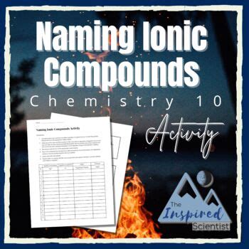 Naming Ionic Compounds Activity Chemistry By The Inspired Scientist