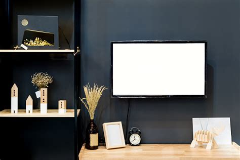 거실에 평면 Tv가있는 현대적인 목재 선반 0명에 대한 스톡 사진 및 기타 이미지 0명 Lcd 가구 Istock