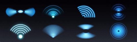 3 D Wifi ネオン ライト シンボル技術ベクトル効果抽象的な無線波記号グロー アイコン サウンド スキャン エコーロケーション ライン