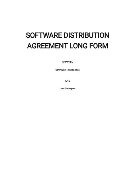 Software Distribution Agreement Template