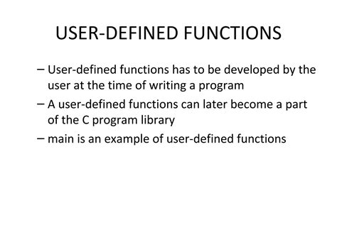 User Defined Functions In C Programmig Ppt