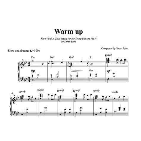 Warm Up Piano Sheet Music For Ballet Class By Søren Bebe