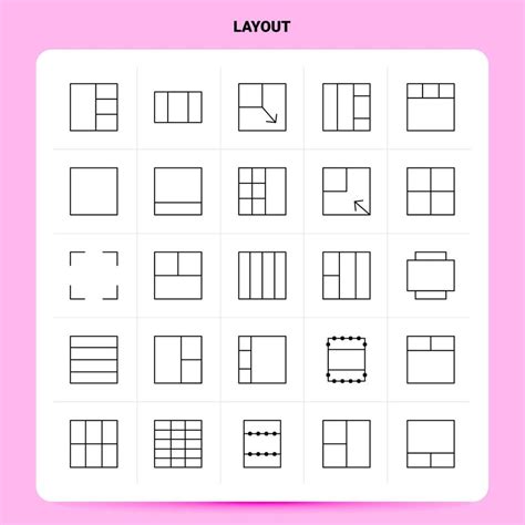 Outline 25 Layout Icon Set Vector Line Style Design Black Icons Set