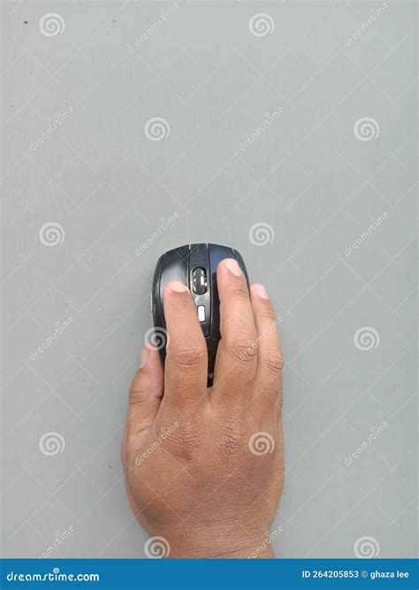 Click On The Computer Mouse With A Gray Background Stock Image Image