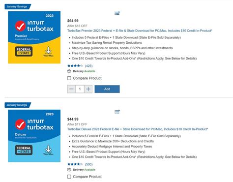 Desktop Software Turbotax Premier Vs Turbotax Deluxe