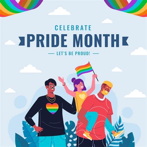 Ilustración Plana Del Mes Del Orgullo Lgbt Vector Premium