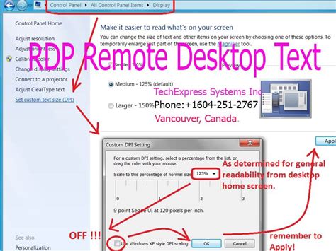 RDP Remote Desktop Text Size Richmond IT Support