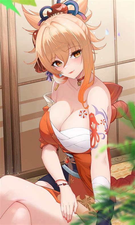 Lml Yoimiya Genshin Impact Genshin Impact Highres 1girl Arm Tattoo Bandaged Arm