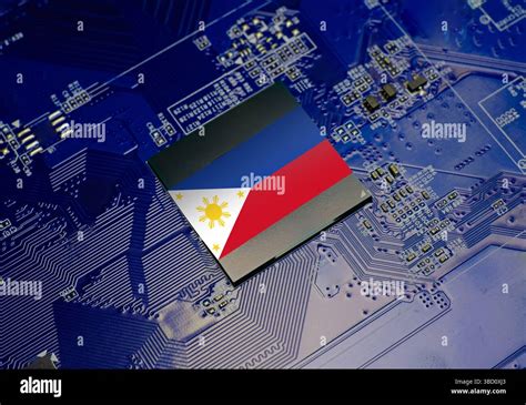 Flag Of The Philippines On A Cpu Operating Chipset Computer Electronic