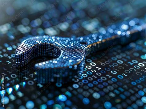 Blue Digital Wrench Spanner With Glowing Binary Code Ai In Maintenance