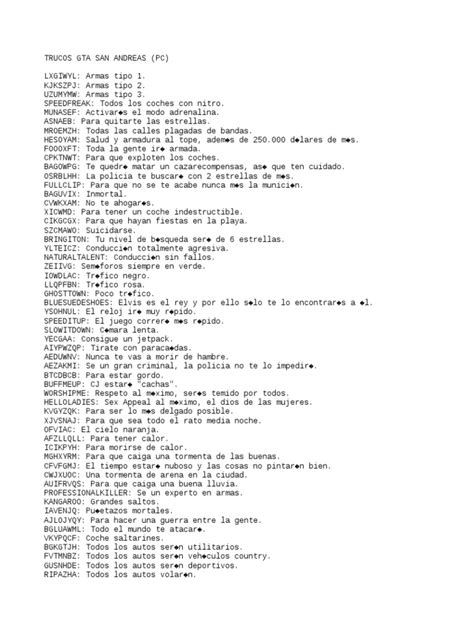 Trucos Gta San Andreas Pdf