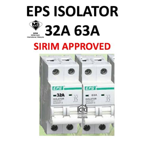[sirim] Eps Isolator 40a 63a 2 Pole Main Switch Circuit Breaker Switch Disconnector Shopee