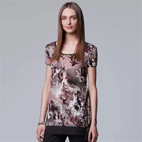 Womens Simply Vera Vera Wang Print Handkerchief Hem Tee