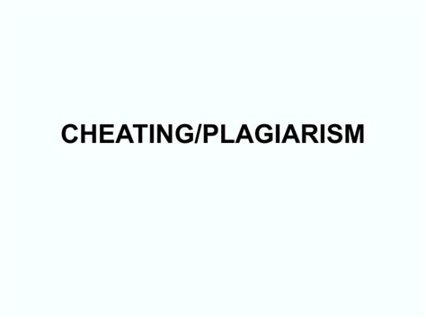 Cheating Plagiarism