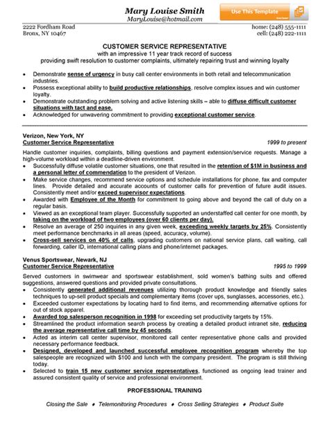 Customer Service Representative Resume Example