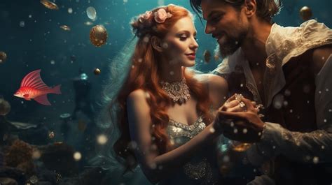 Premium Photo A Portrait Of Mermaid And Merman Couple Underwater