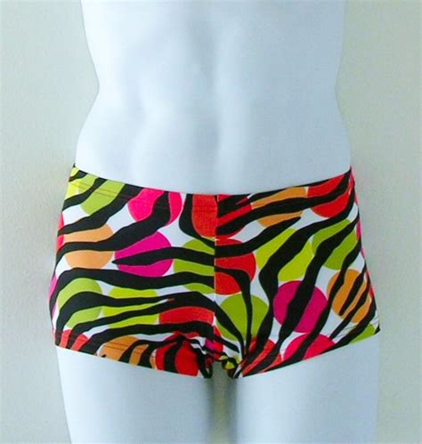 Mens Low Rise Square Cut Swimsuit In Miro Zebra Print Etsy