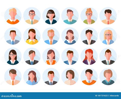 Large Set Of Avatars Various Male And Female Vector Illustration