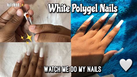 Watch Me Do White Polygel Nails Using Dual Forms Polygel Nails With