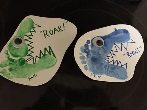 Footprint Dinosaurs Infantsart Fathers Day Crafts Daycare Crafts
