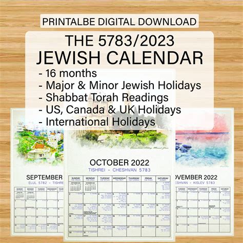 Messianic Jewish Calendar Preschool Calendar Printable