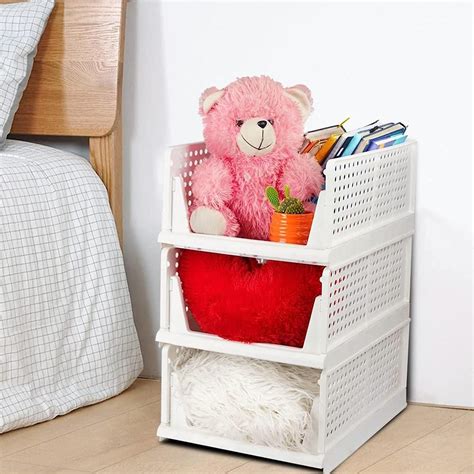 Folding Wardrobe Storage Box Plastic Drawer Organizer Pack Of 4
