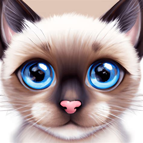 Schattige Kawaii Cat Girl Blue Point Siamees Gecentreerde Digitale