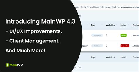 Introducing MainWP Intuitive UI Client Management MainWP WordPress Management