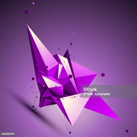 Bentuk Teknologi Spasial Ungu Objek Wireframe Ilustrasi Stok Unduh Gambar Sekarang Asimetri