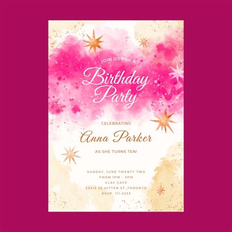 Free Vector Watercolor Hot Pink Invitation