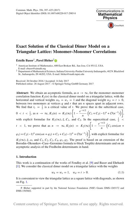 Exact Solution Of The Classical Dimer Model On A Triangular Lattice
