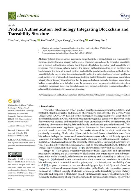 Pdf Product Authentication Technology Integrating Blockchain And Traceability Structure