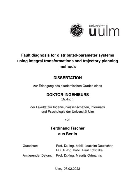 pdf fault diagnosis for distributed parameter systems using integral