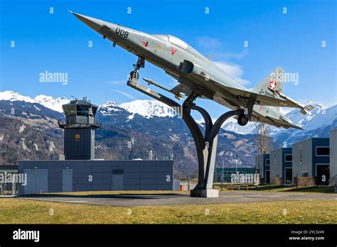 Atc Control Tower And Northrop F 5 Tiger Ii Fighter Jet On Display At