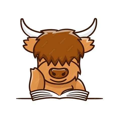 Premium Vector Cute Highland Cow Cartoon Clipart With Funny Pose