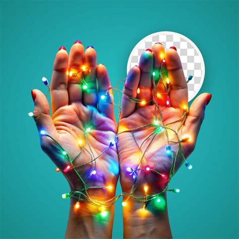 Premium Psd View Of Hands Tiny Lights