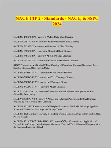 Nace Cip 2 Standards Nace And Sspc 2024 Nace Cip2 Stuvia Us