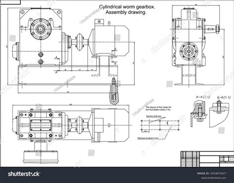Assembly Drawing Reducer Vector Drawing Steel Stock Vector Royalty