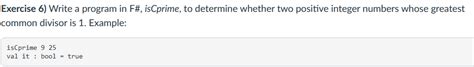 Solved Exercise Write A Program In F IsCprime To Chegg Com