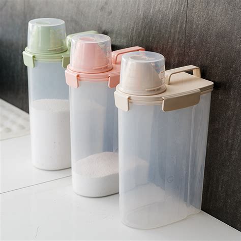 Baeteuy 3l Rice Container With Measuring Cup Clear Airtight Lid Large