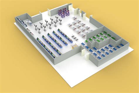 Floor Production Workshop Line Factory Layout Industrial 3d Model By