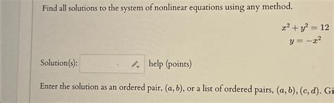 Solved Find All Solutions To The System Of Nonlinear